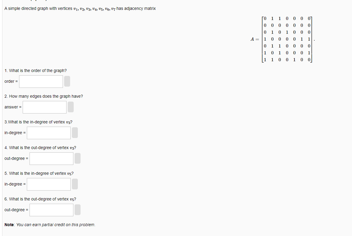 Solved A simple directed graph with vertices | Chegg.com