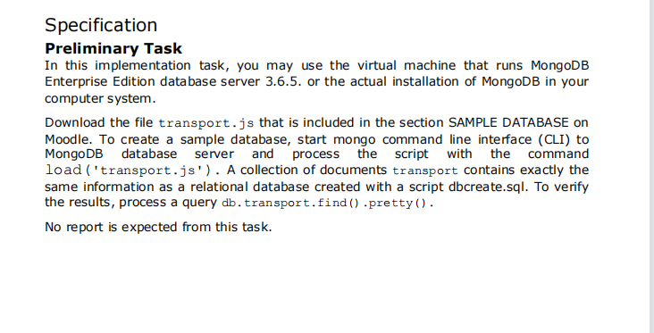 Solved Specification Preliminary Task In this implementation | Chegg.com