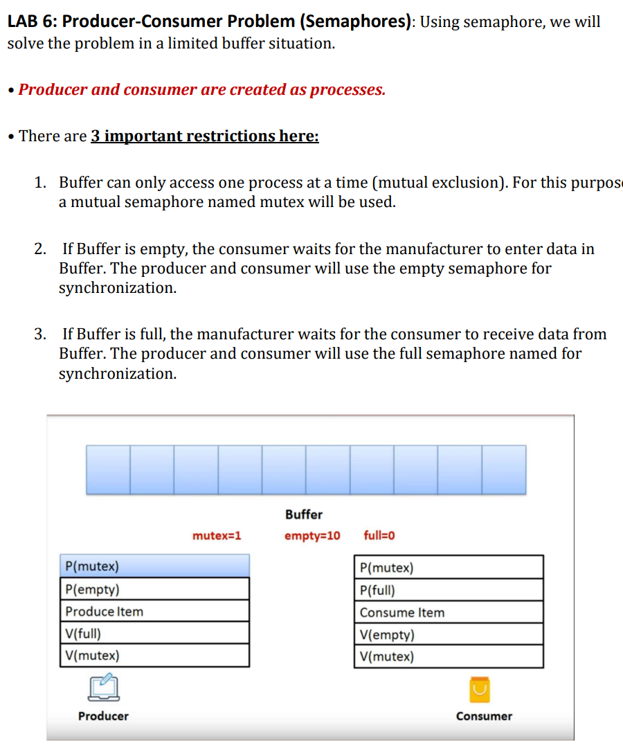 Lab 6 Producer Consumer Problem Semaphores Using