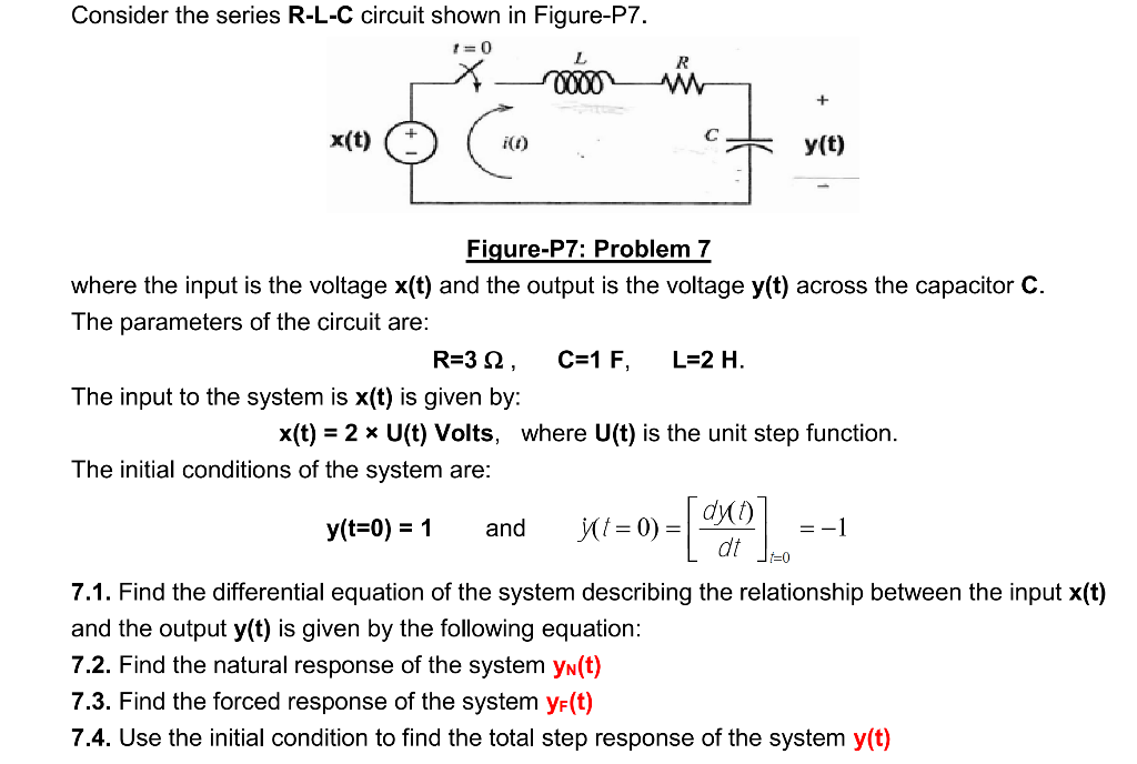 Solved Consider the series R-L-C circuit shown in Figure-P7. | Chegg.com