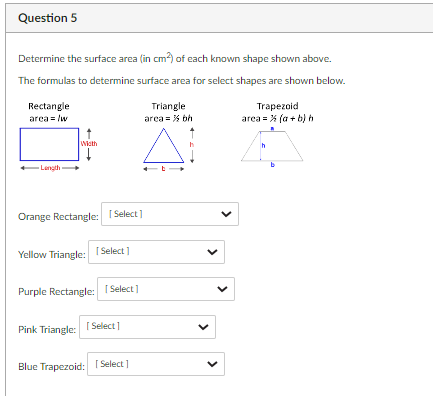 Solved \begin{tabular}{|c|c|c|} \hline Shape & Measurements | Chegg.com