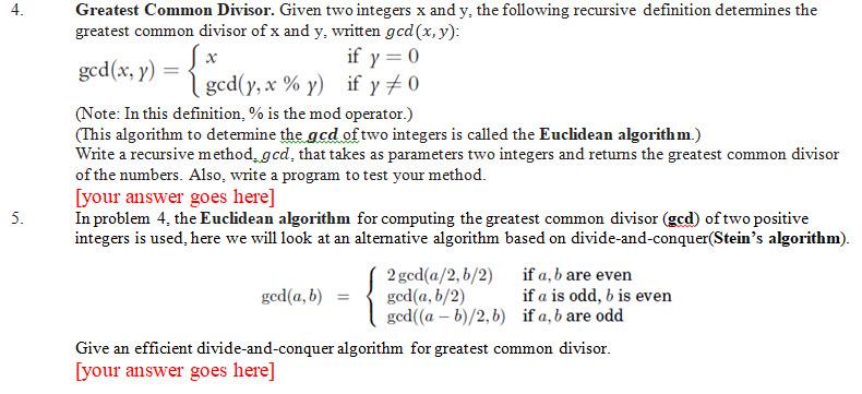 Solved 4 Greatest Common Divisor Given Two Integers X And