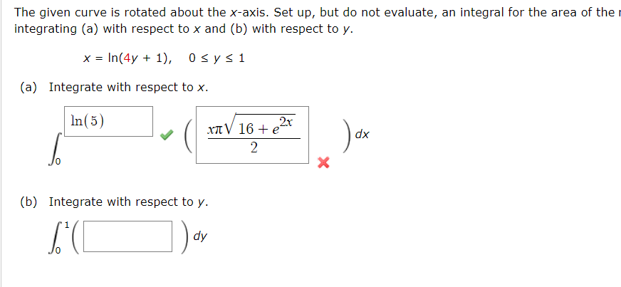 Solved The given curve is rotated about the x-axis. Set up, | Chegg.com