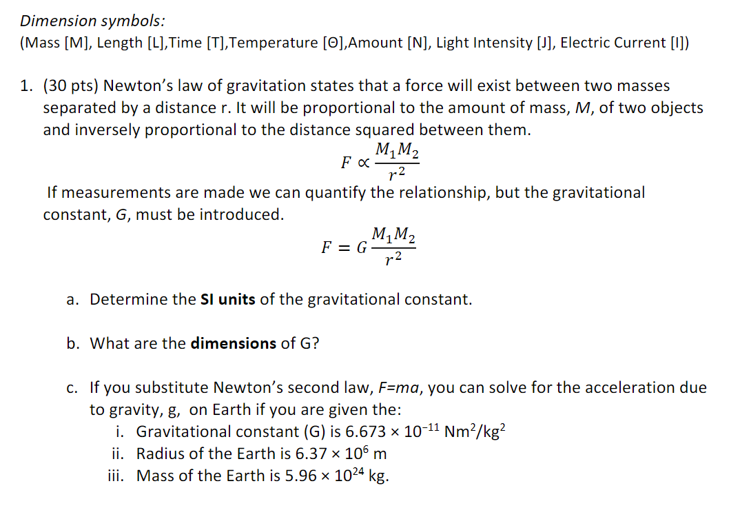 Solved Dimension symbols: (Mass [M], Length (L),Time | Chegg.com