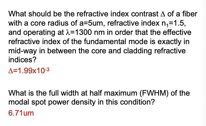 Solved What should be the refractive index contrast A of a | Chegg.com