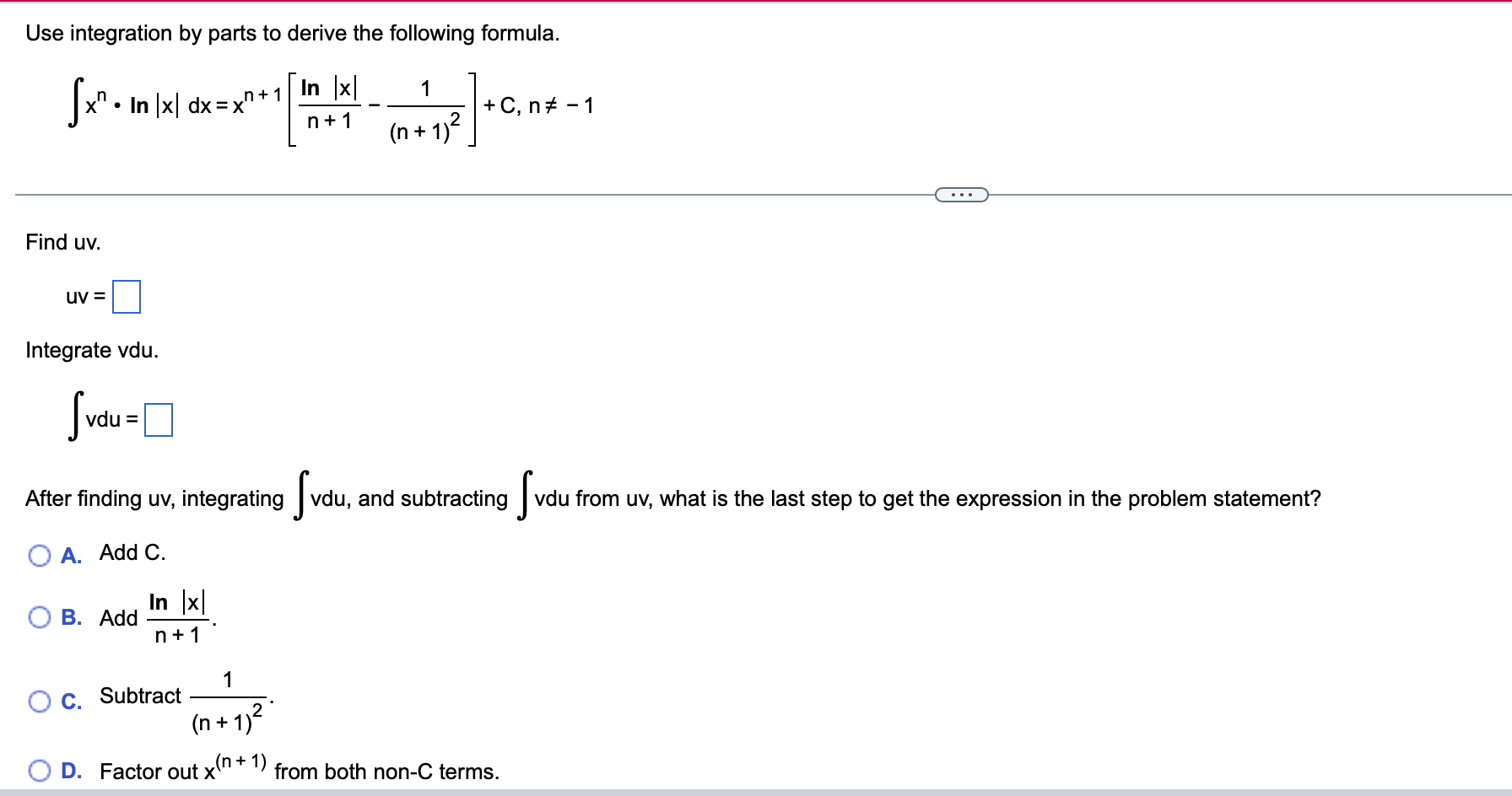 Solved Use integration by parts to derive the following | Chegg.com