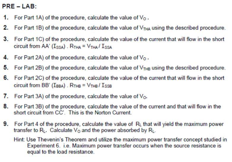 Solved PRE-LAB: 1. For Part 1A) of the procedure, calculate | Chegg.com