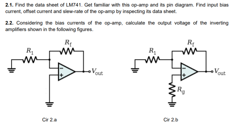 2.1. Find the data sheet of LM741. Get familiar with | Chegg.com
