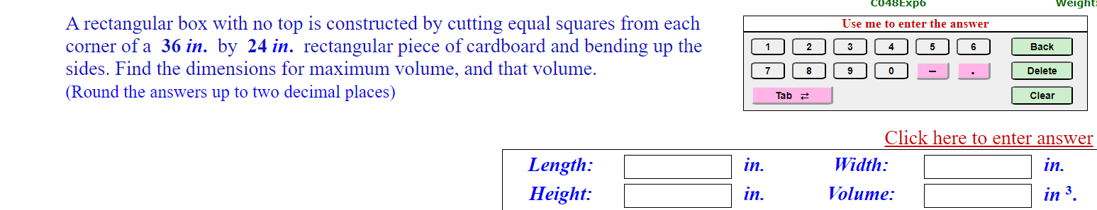 Solved A rectangular box with no top is constructed by | Chegg.com