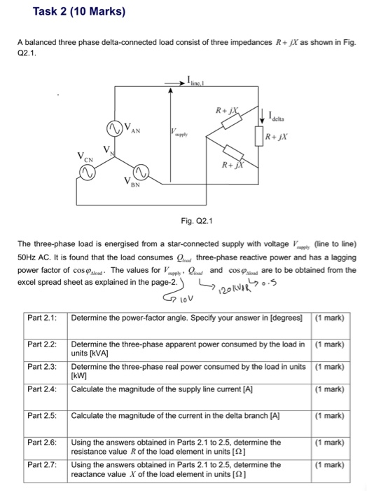 Solved Task 2 (10 Marks) A balanced three phase | Chegg.com