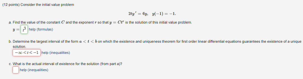 Solved (12 points) Consider the initial value problem 2ty' = | Chegg.com