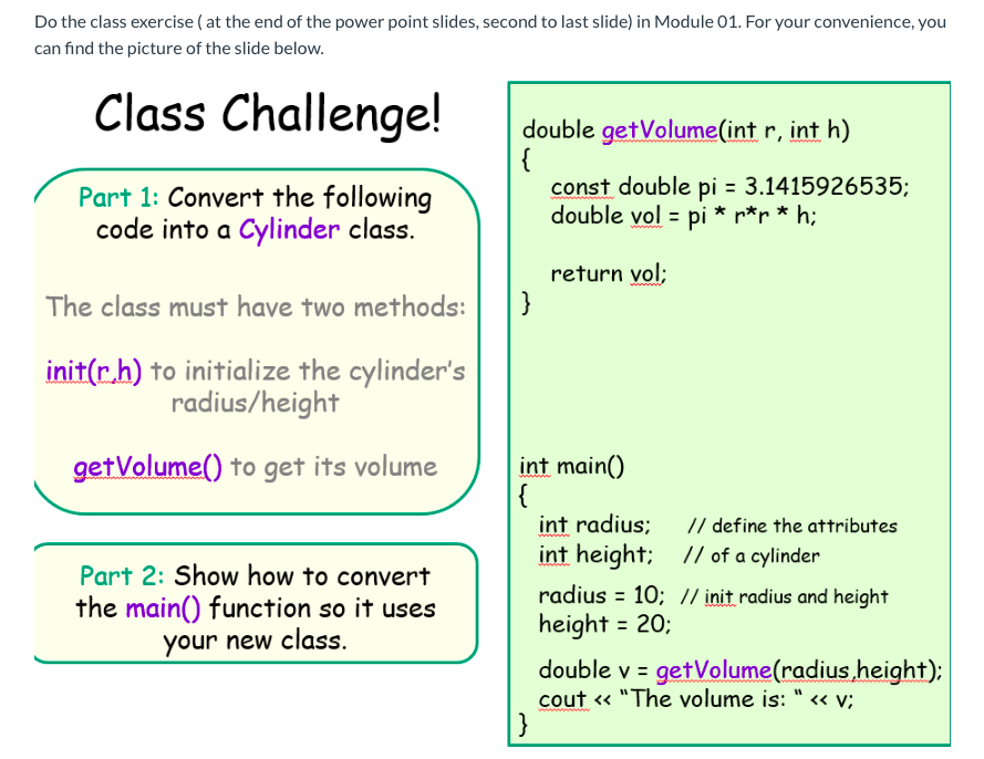 Solved Do the class exercise ( at the end of the power point | Chegg.com
