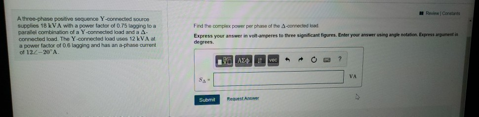 Solved Review Constants A Three Phase Positive Sequence