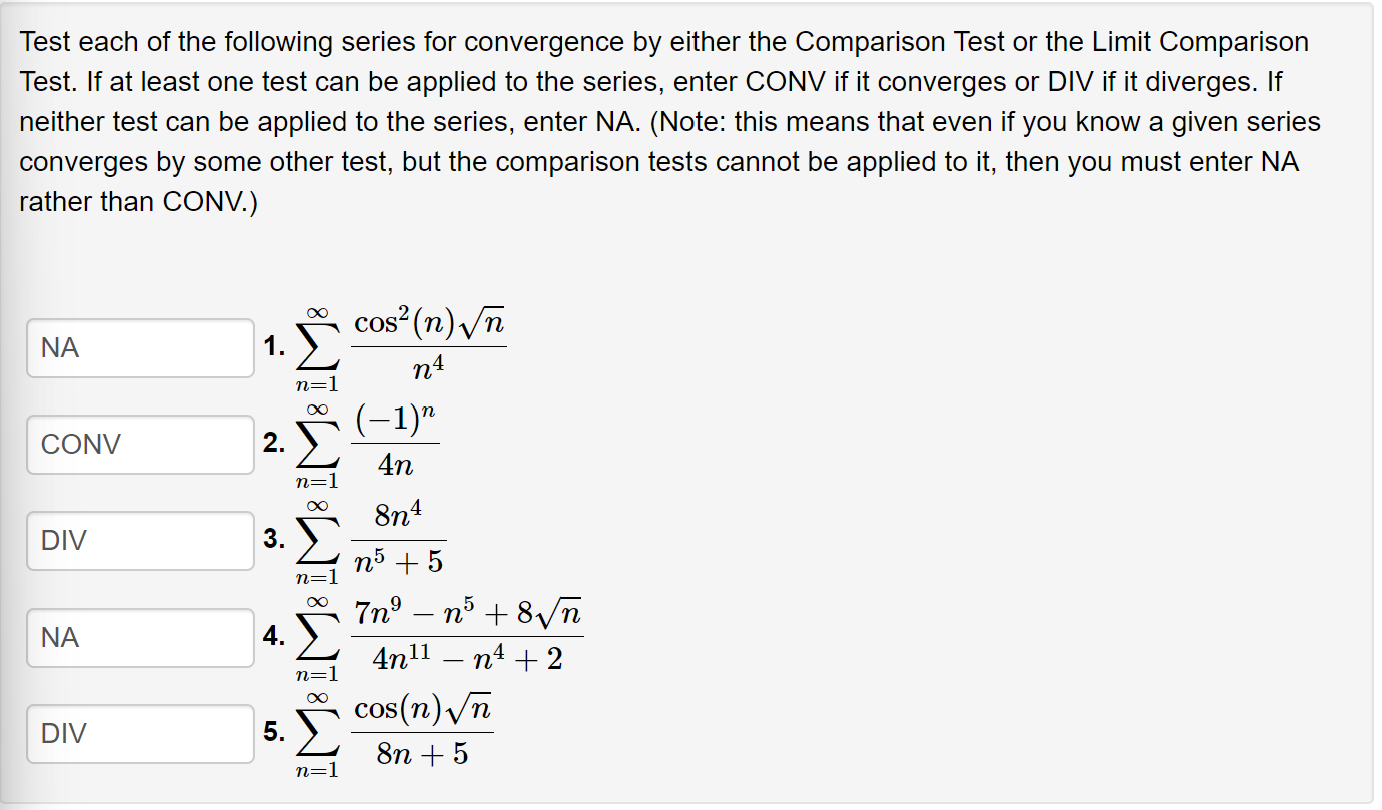 Solved Test each of the following series for convergence by | Chegg.com