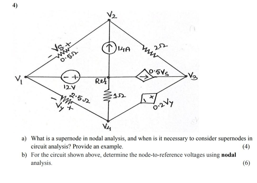 Solved a) ﻿What is a supernode in nodal analysis, and when | Chegg.com