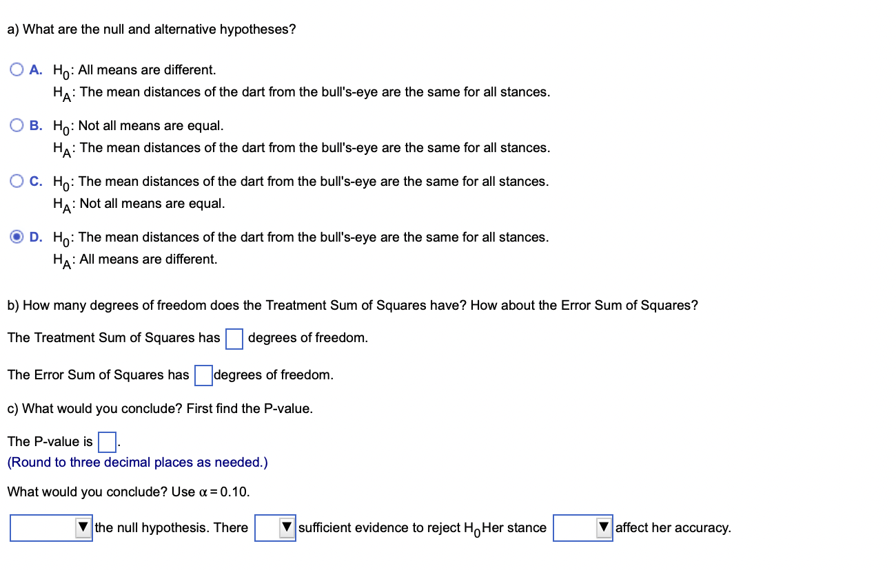 Solved A student interested in improving her ﻿dart-throwing | Chegg.com