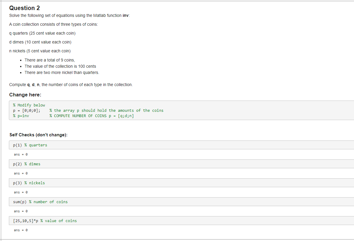 Solved Question 2 Solve the following set of equations using | Chegg.com
