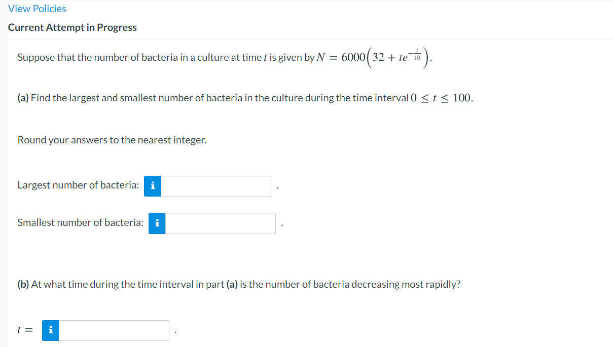 Solved View Policies Current Attempt in Progress Suppose | Chegg.com