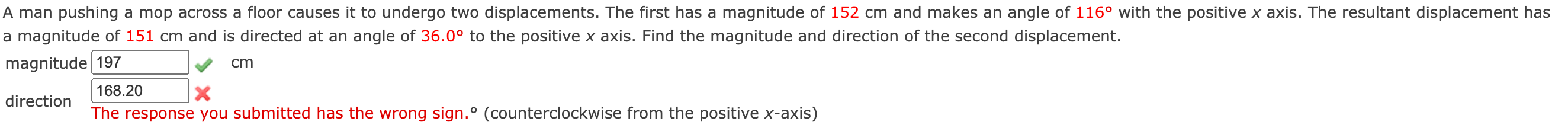 Solved A man pushing a mop across a floor causes it to | Chegg.com