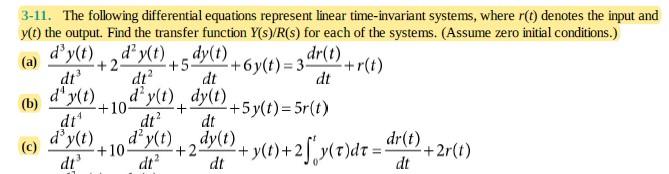 Solved + 2 3-11. The following differential equations | Chegg.com