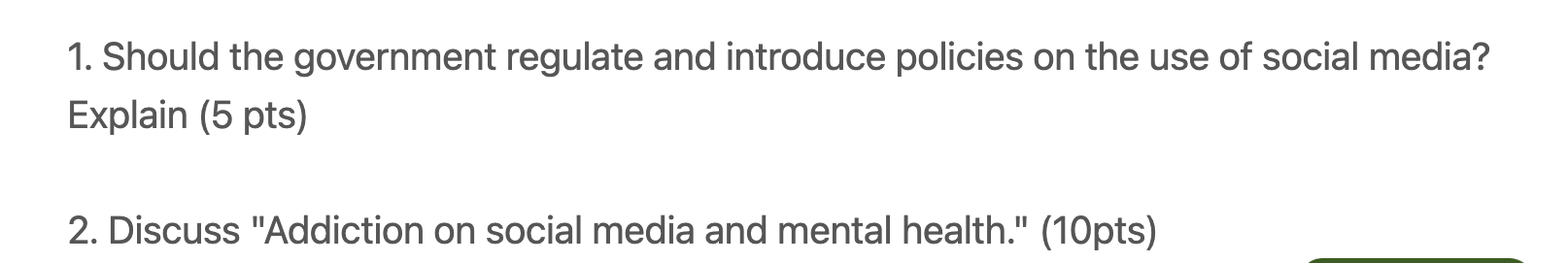 Solved 1. Should the government regulate and introduce | Chegg.com