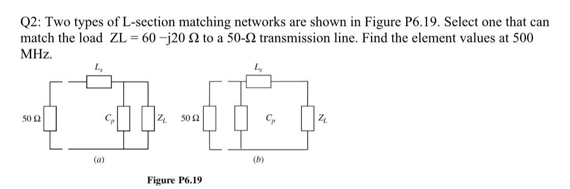 Solved Q2: Two types of L-section matching networks are | Chegg.com