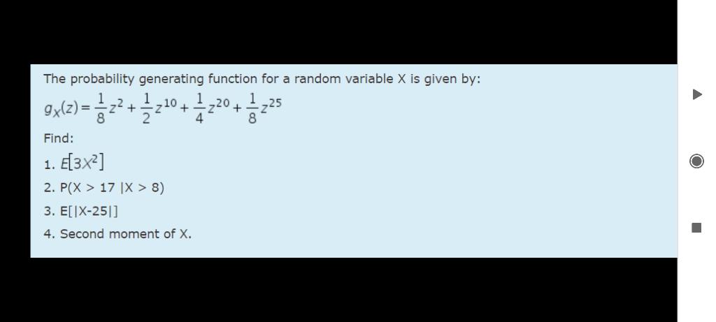Solved The probability generating function for a random | Chegg.com