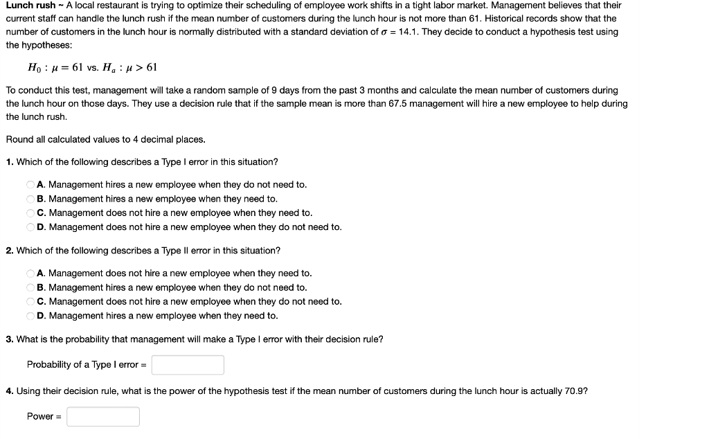 Solved Lunch rush A local restaurant is trying to optimize | Chegg.com