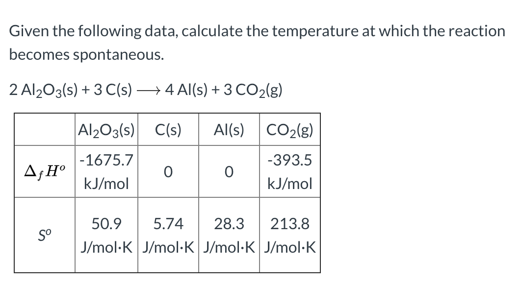 Solved Given the following data, calculate the temperature | Chegg.com