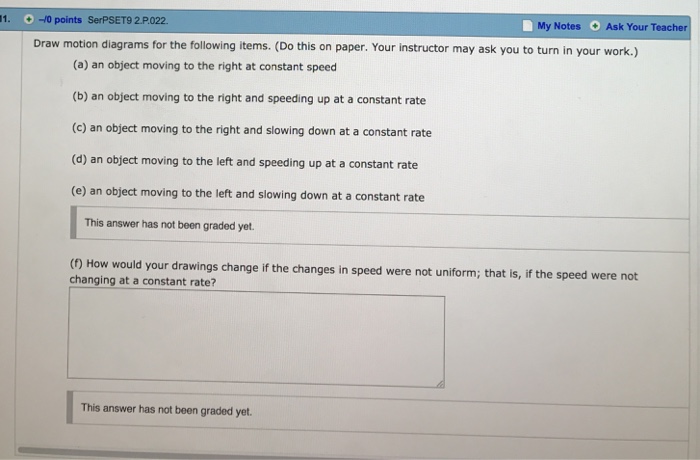 Solved Draw motion diagrams for the following items. (Do | Chegg.com