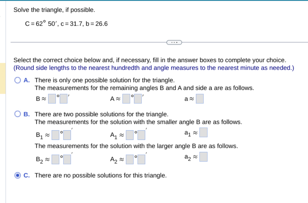 Solved Solve the triangle, if | Chegg.com