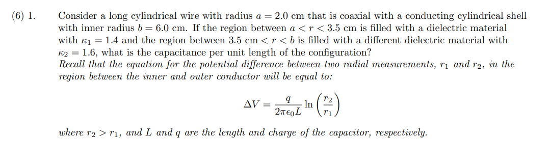 Solved (6) 1. Consider a long cylindrical wire with radius a | Chegg.com