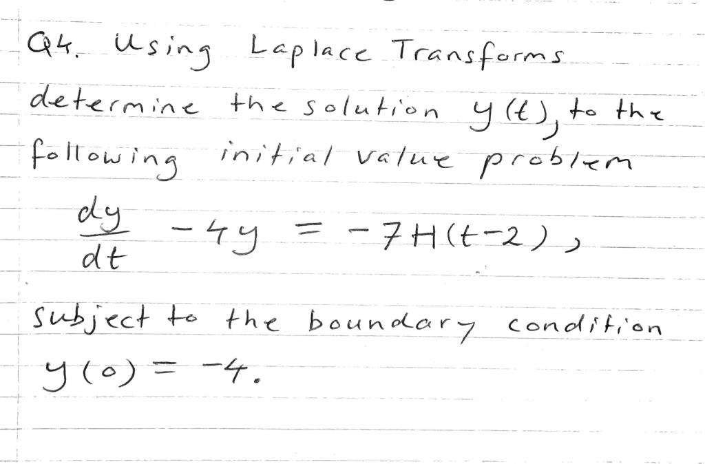 Solved Q4. Using Laplace Transforms determine the solution | Chegg.com