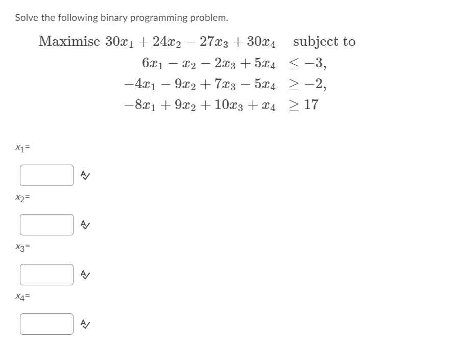 Solved Solve the following binary programming problem. | Chegg.com