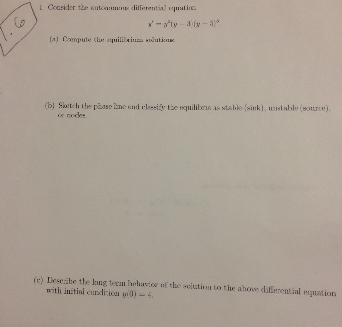 Solved Consider the autonomous differential equation y' = | Chegg.com