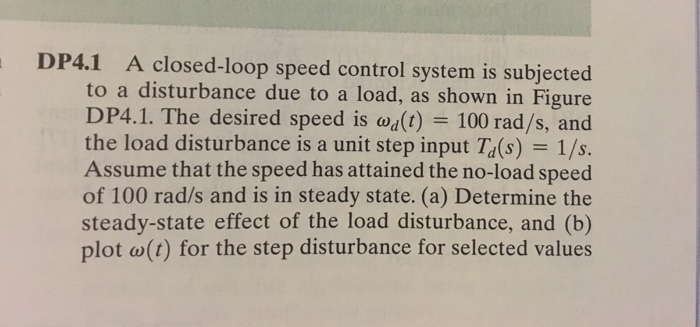DP4.1 A closed-loop speed control system is subjected | Chegg.com