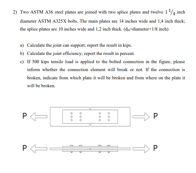 2) Two ASTM A36 steel plates are joined with two | Chegg.com