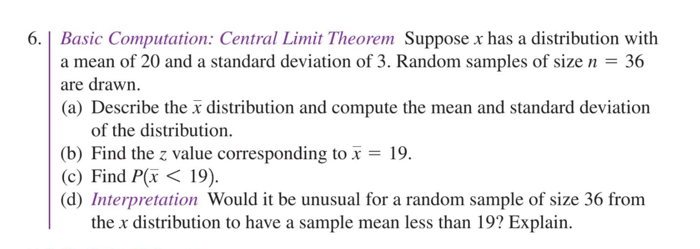 Solved 6. Basic Computation: Central Limit Theorem Suppose x | Chegg.com
