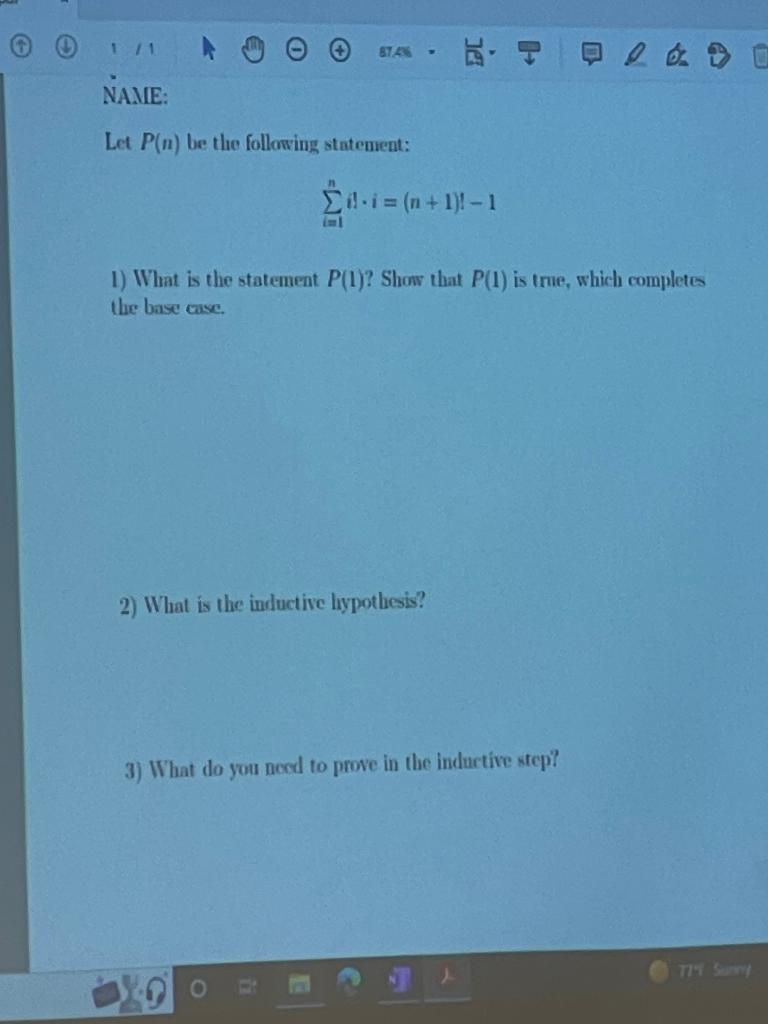 Solved Let P(n) be the following statement: | Chegg.com