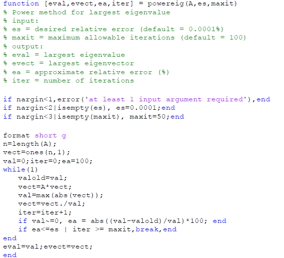 Using the power method | Chegg.com