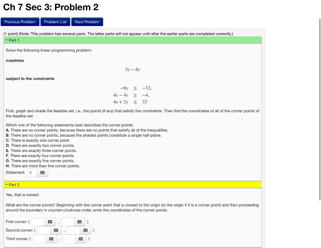 Solved Ch 7 Sec 3: Problem 2 Previous Problem Problem List | Chegg.com