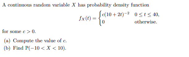 Solved A continuous random variable x ﻿has probability | Chegg.com