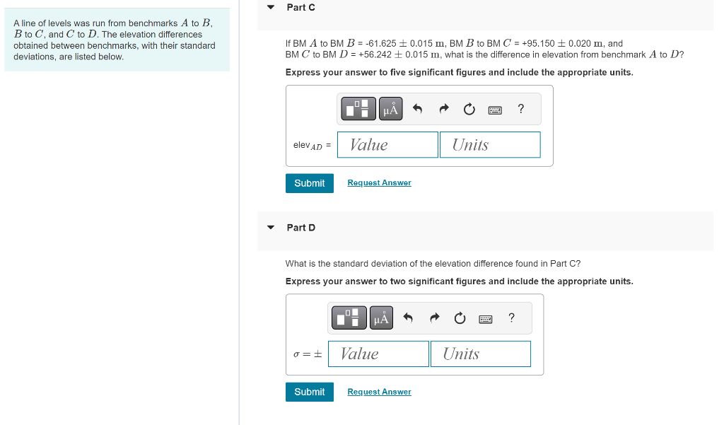 Solved A line of levels was run from benchmarks A to B, B to | Chegg.com