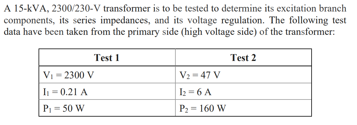 Solved A 15-KVA, 2300/230-V transformer is to be tested to | Chegg.com Solved A 15-KVA, 2300/230-V transformer is to be tested to | Chegg.com