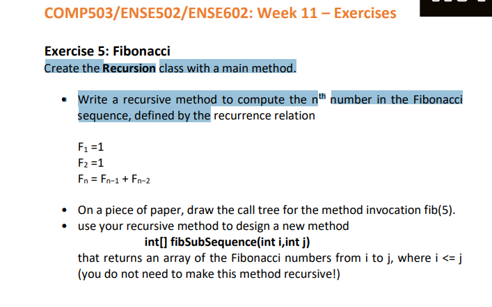Solved COMP503/ENSE502/ENSE602: Week 11 - Exercises Exercise | Chegg.com