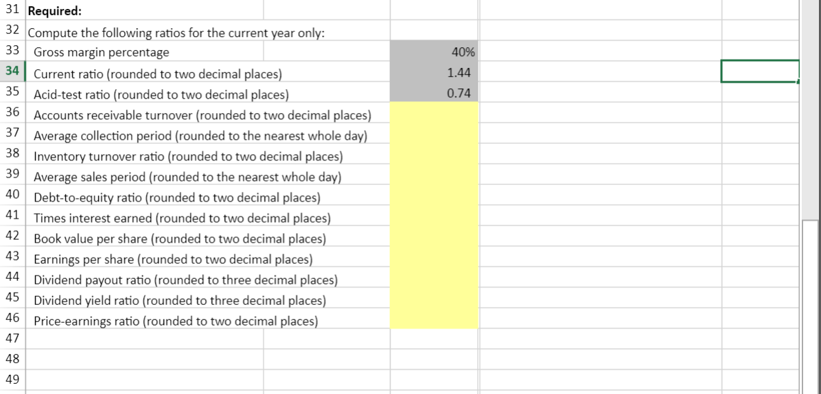 Solved Selected Financial Ratios - Excel FILE HOME INSERT | Chegg.com