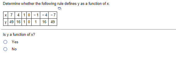Solved Determine whether the following rule defines y as a | Chegg.com