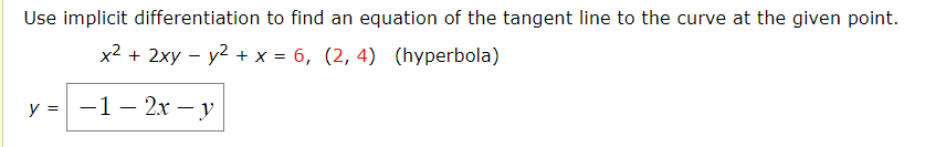 Solved Use implicit differentiation to find an equation of | Chegg.com