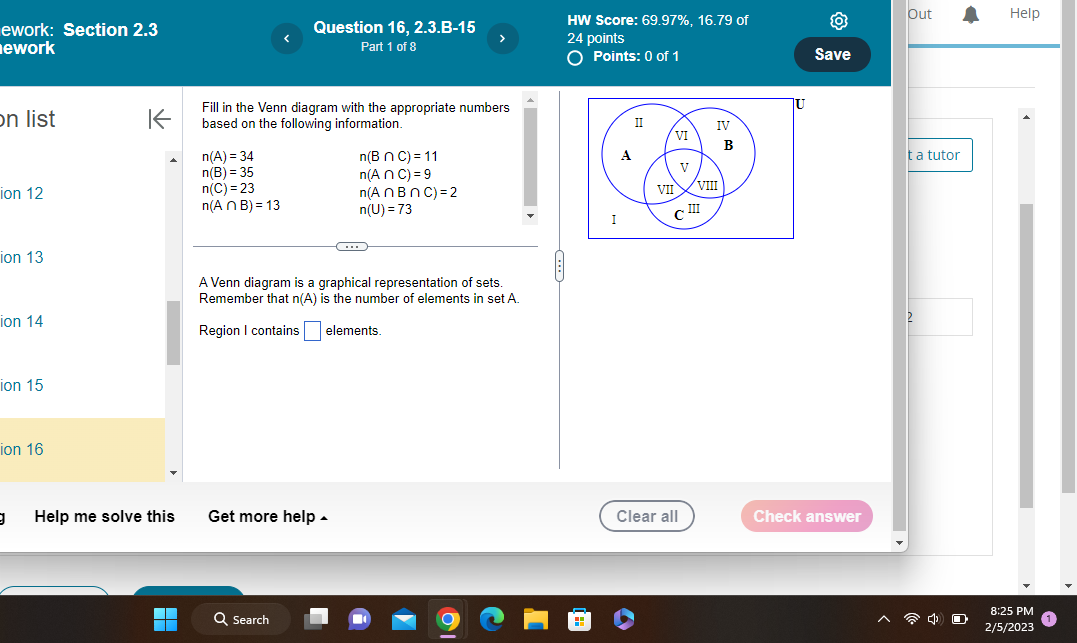 Solved Fill in the Venn diagram with the appropriate numbers | Chegg.com