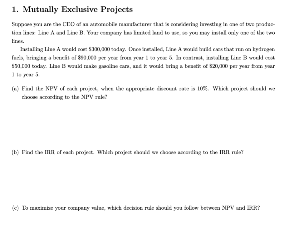 Solved Suppose you are the CEO of an automobile manufacturer | Chegg.com